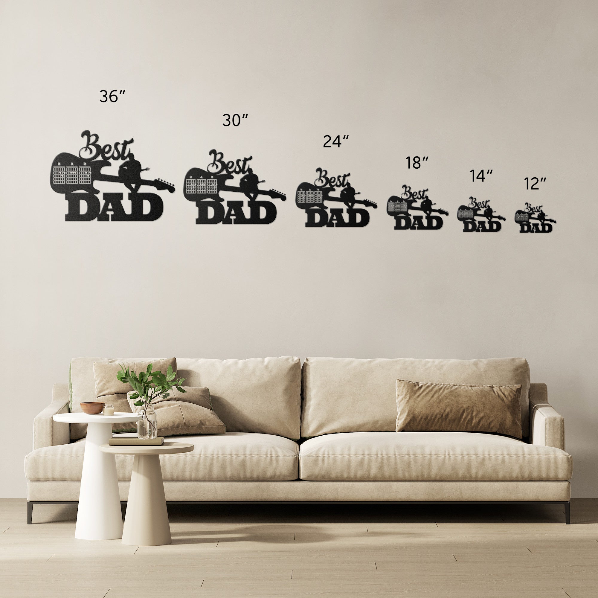Best Dad Sign with sitting Guitarist | Metal Wall Art