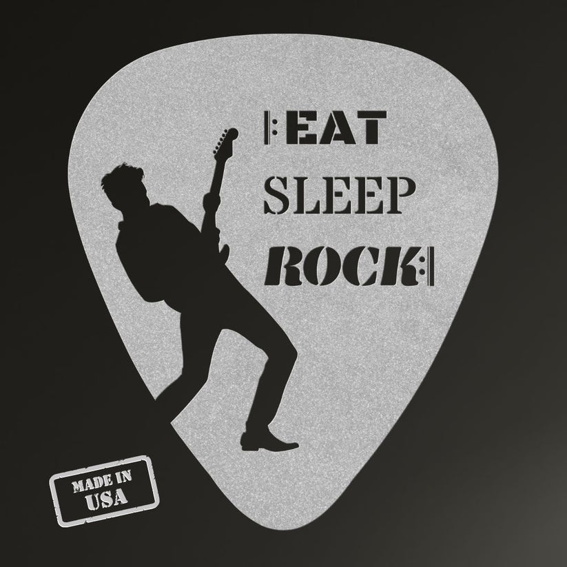 Eat, Sleep, Rock, Repeat Guitar Pick Metal Wall Art - Made in the USA,